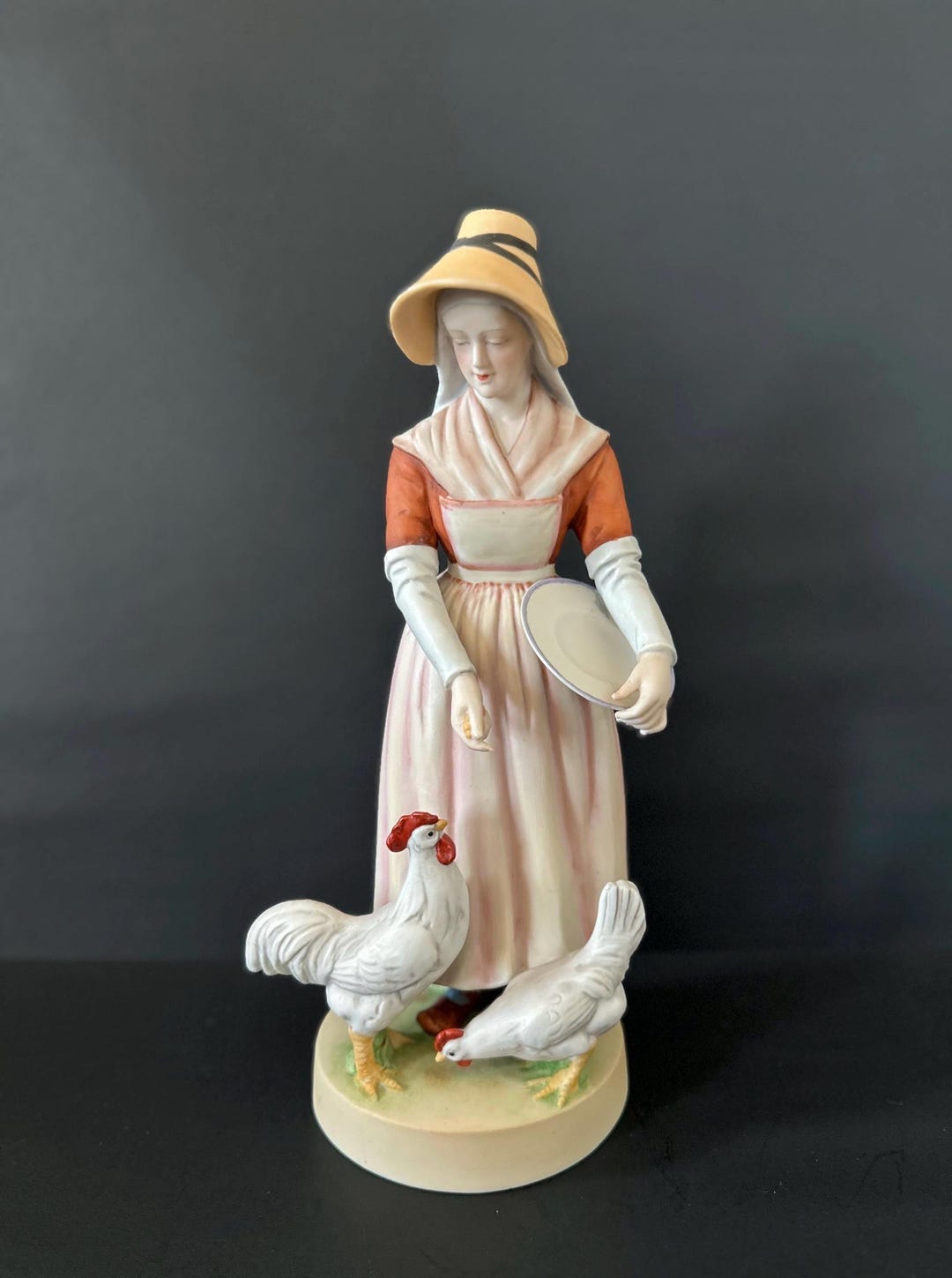 Vintage Andrea Sedek Bisque Figurine of Ladyfarmer Feeding Her Fowl - Etsy