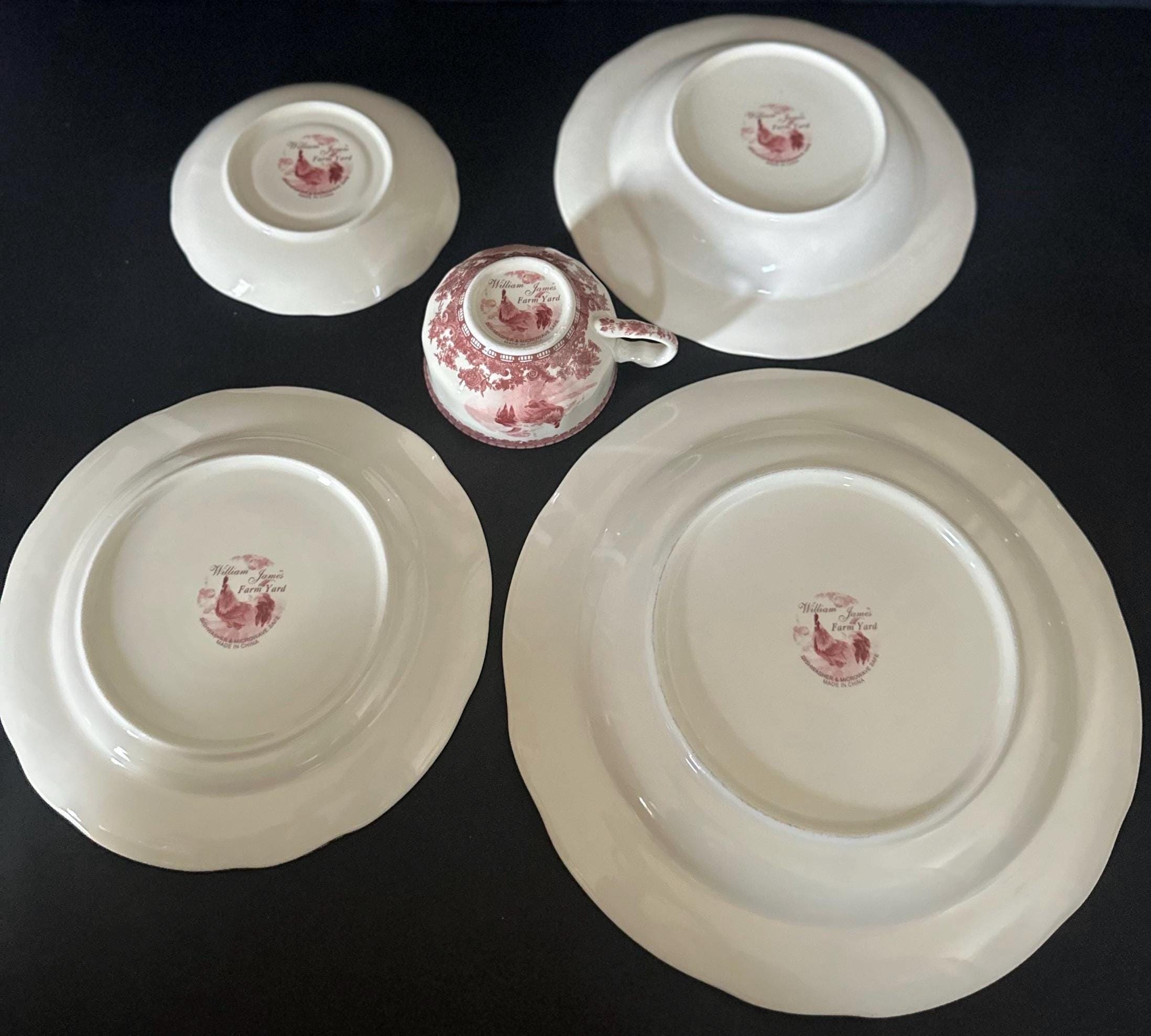 William James Farmyard Red Rooster 5 Piece Setting - Etsy