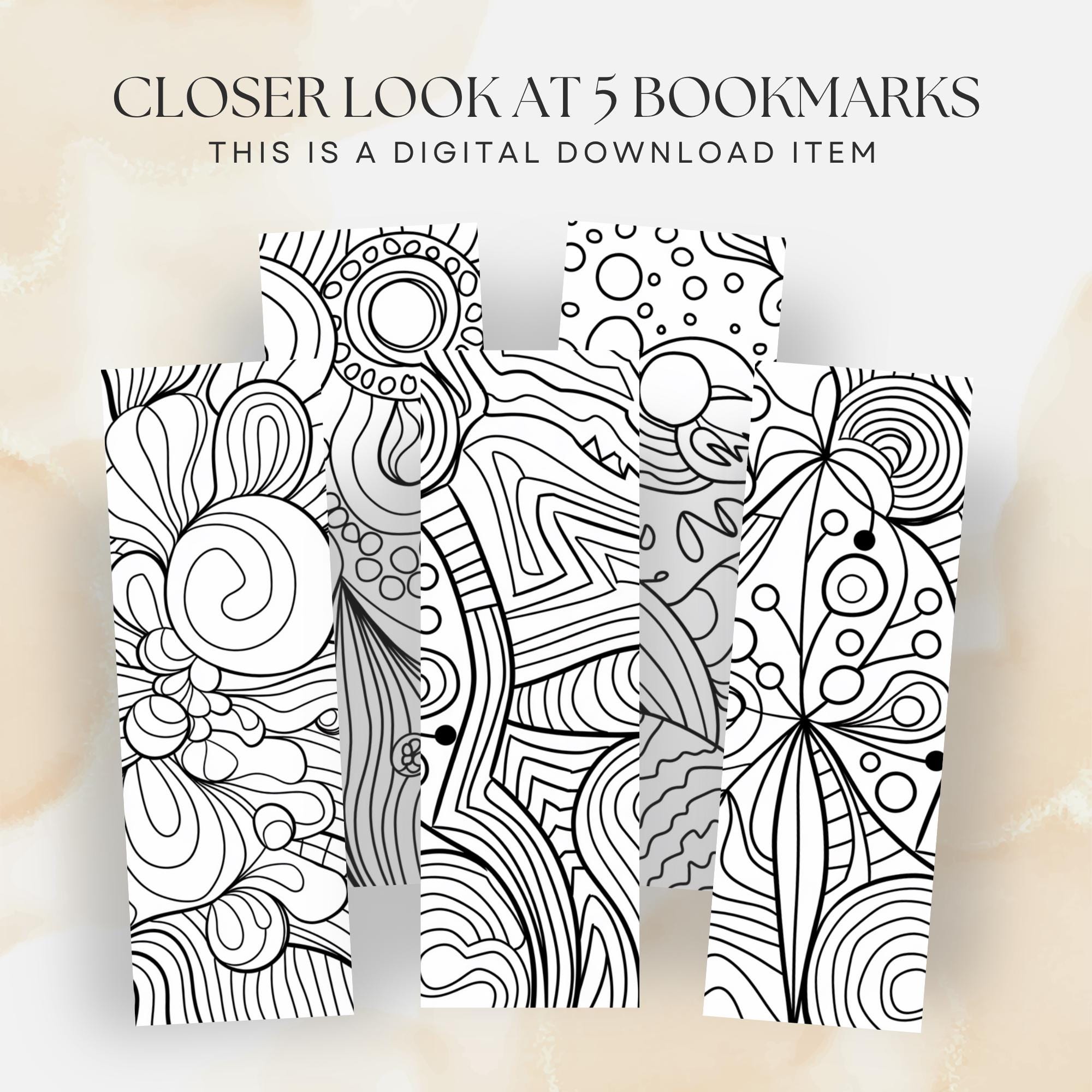 Doodle Printable Bookmark Designs Set of 10 DIY Coloring Bookmarks (PDF ...