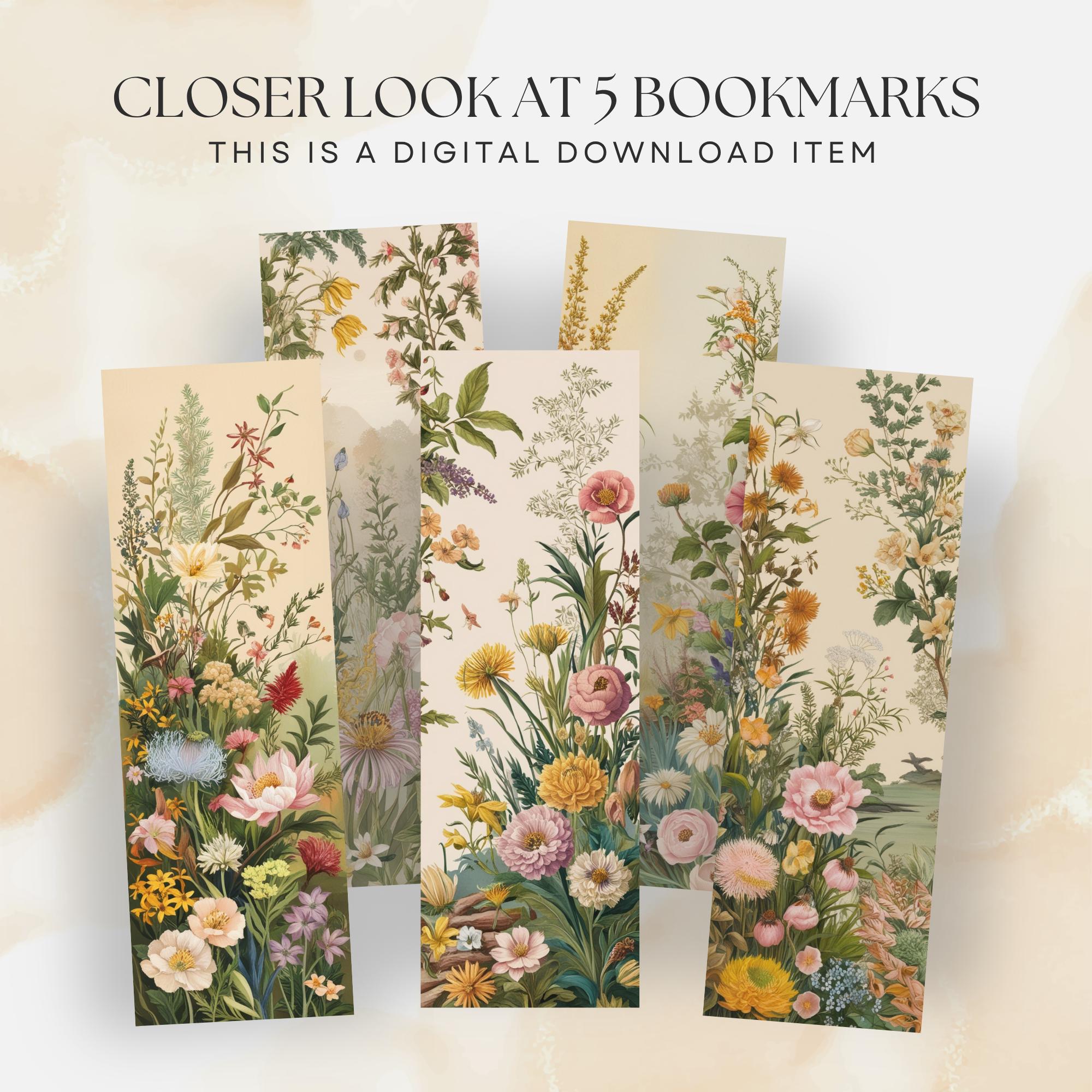 Vintage Floral Bookmarks: Printable DIY Gift (digital Download, PDF) - Etsy