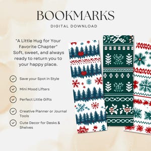 Ugly Christmas Sweater Printable Bookmarks: Book Lover Gift, DIY (PDF ...