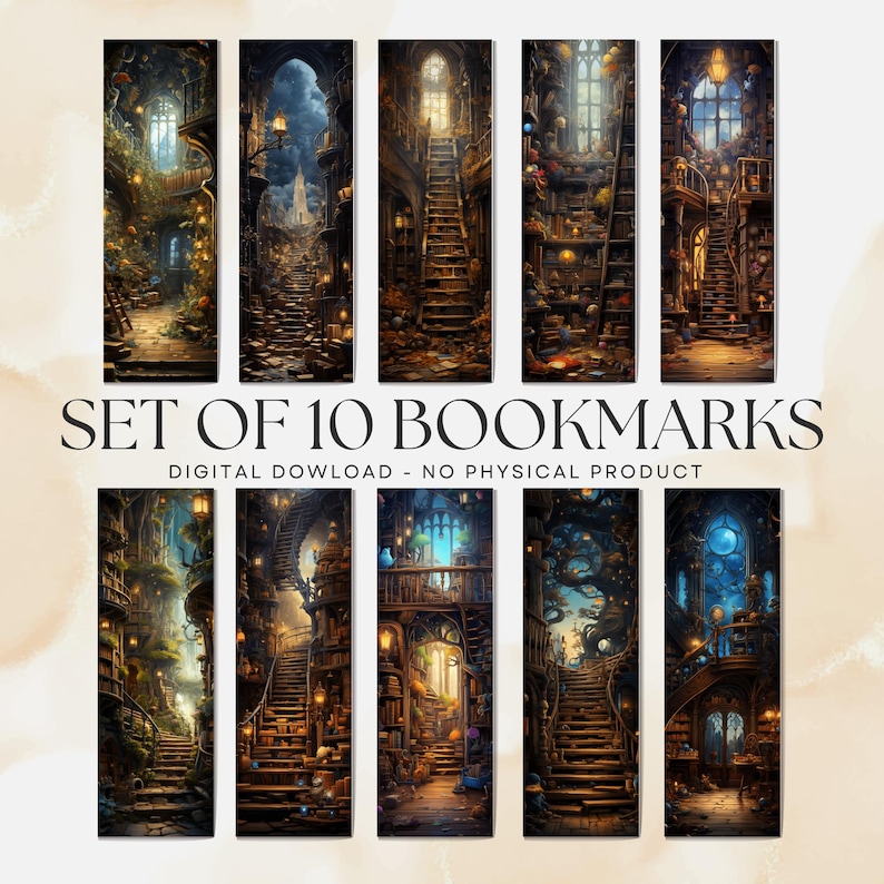 Fantasy Library Bookmarks Printable Gift Set of 10 (PDF Download) - Etsy