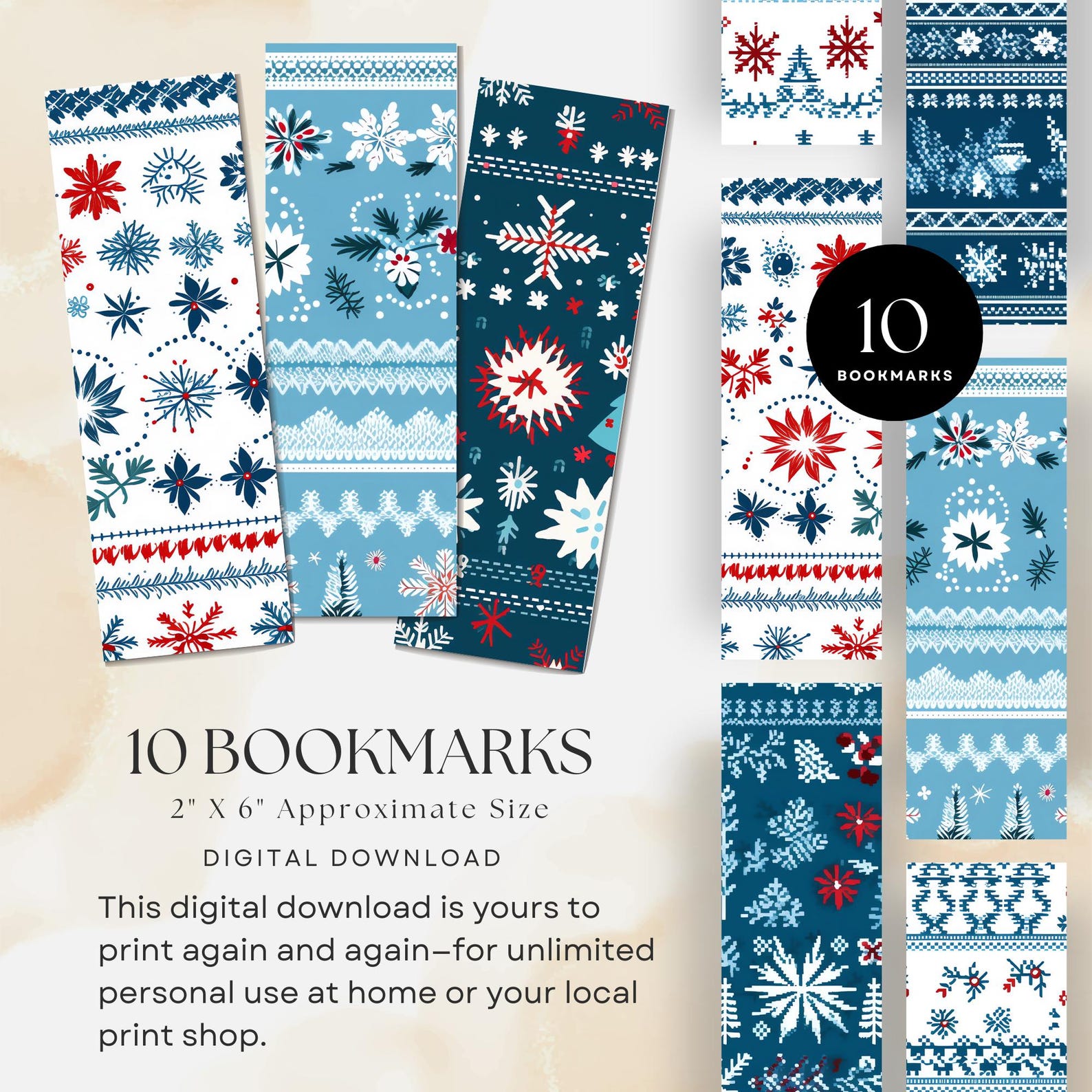 Printable Bookmarks: Book Lover Gift, DIY Ugly Christmas Sweater (PDF ...