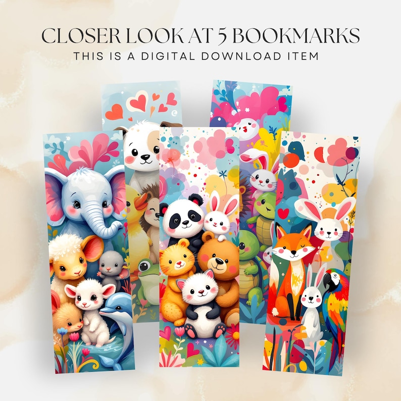 Nursery Animal Bookmarks: Printable Book Lover Gift (PDF and PNG ...