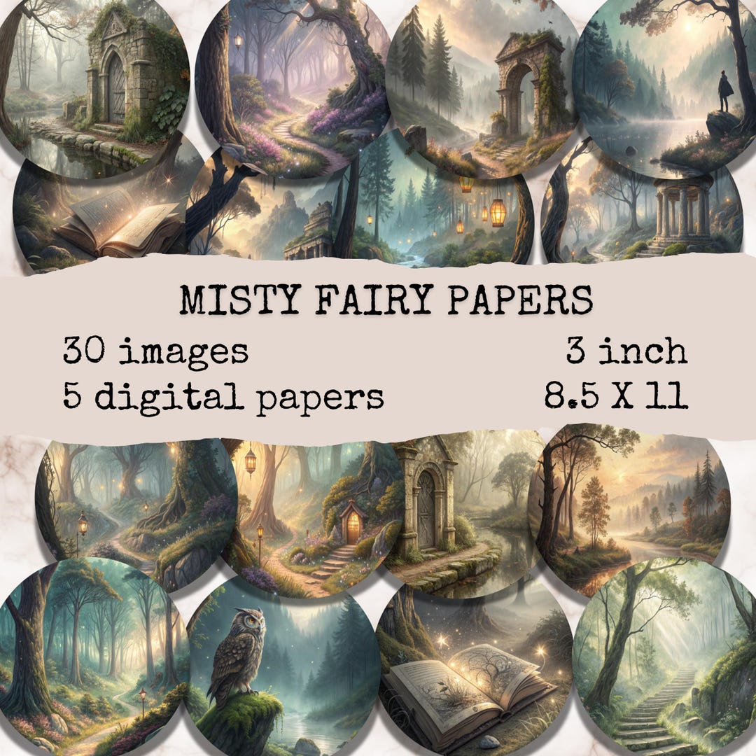 Misty Fairy Printable Junk Journal 3 Inch Circles, Ephemera ...