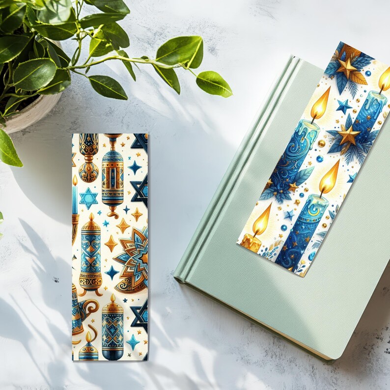 Hanukkah Bookmarks: Festival of Lights DIY Gift, 10 Designs (digital ...