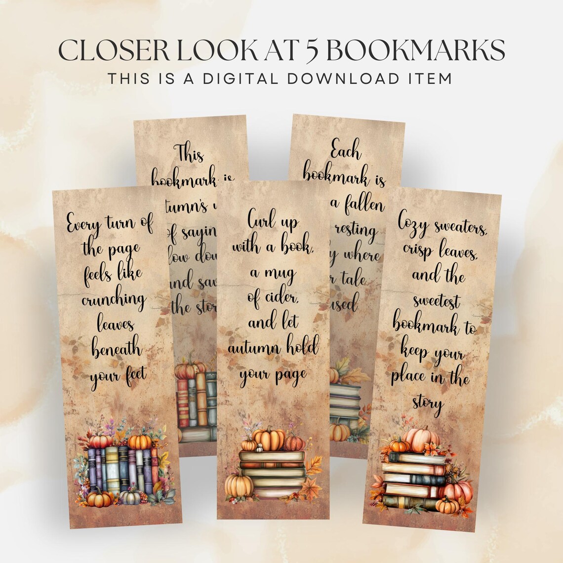 Autumn Stacked Books Bookmarks: Book Lover Gift, Print & Cut (digital ...