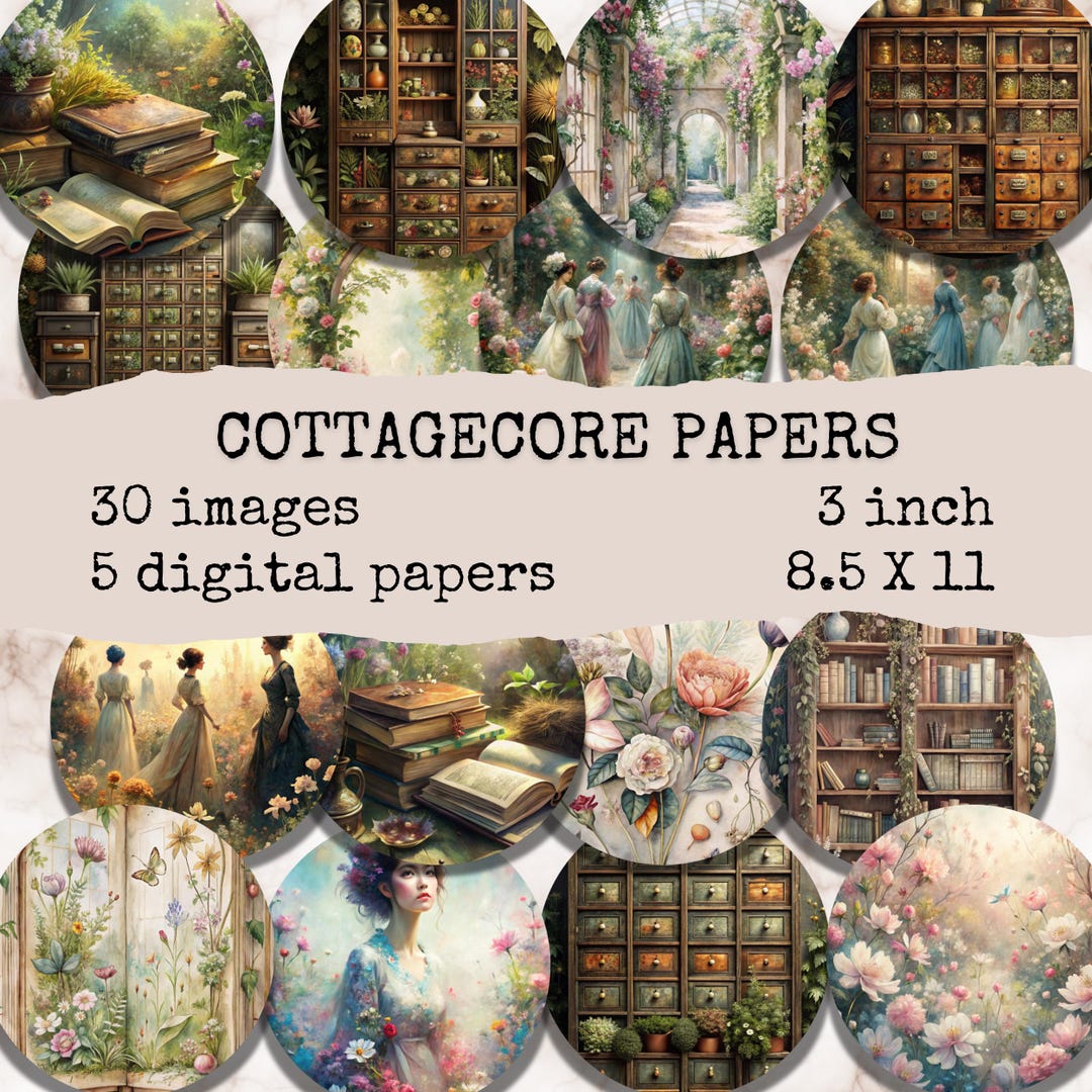 Cottagecore Printable Junk Journal 3 Inch Circles, Ephemera ...