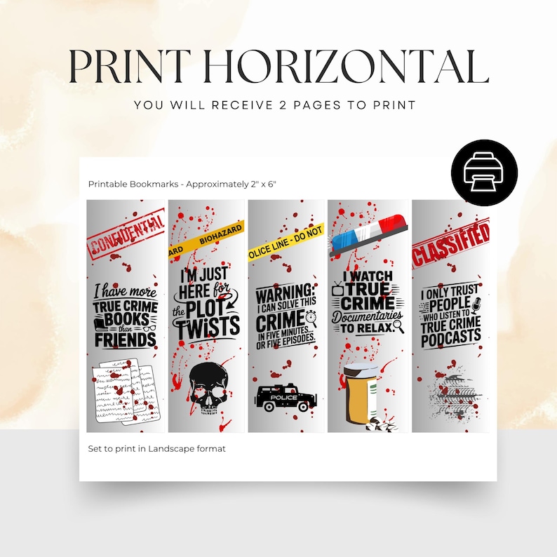 True Crime Bookmarks: Book Lover DIY Gift (digital Download, PNG and ...