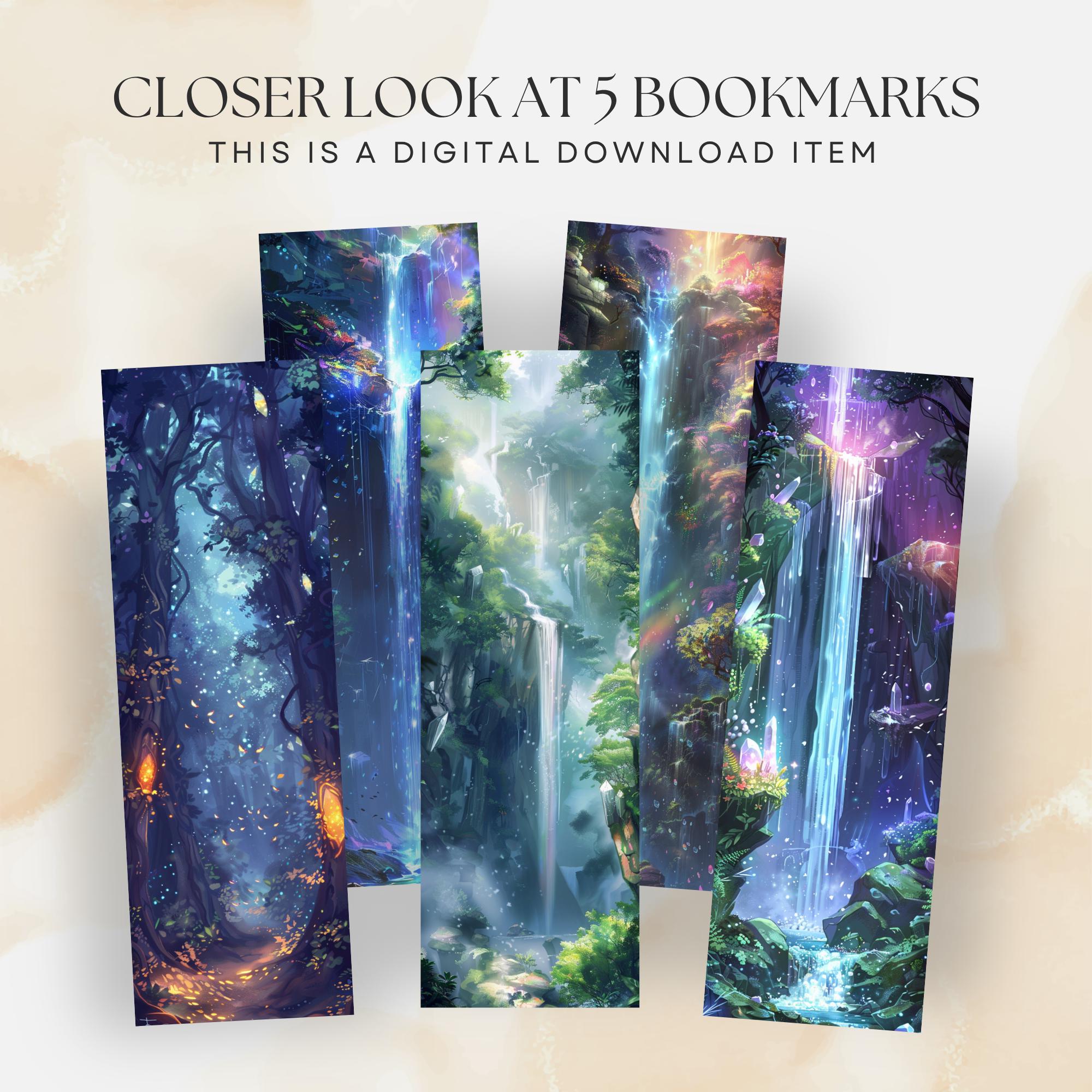 Moon & Waterfall Bookmarks: Printable DIY Gift (digital Download, PDF ...