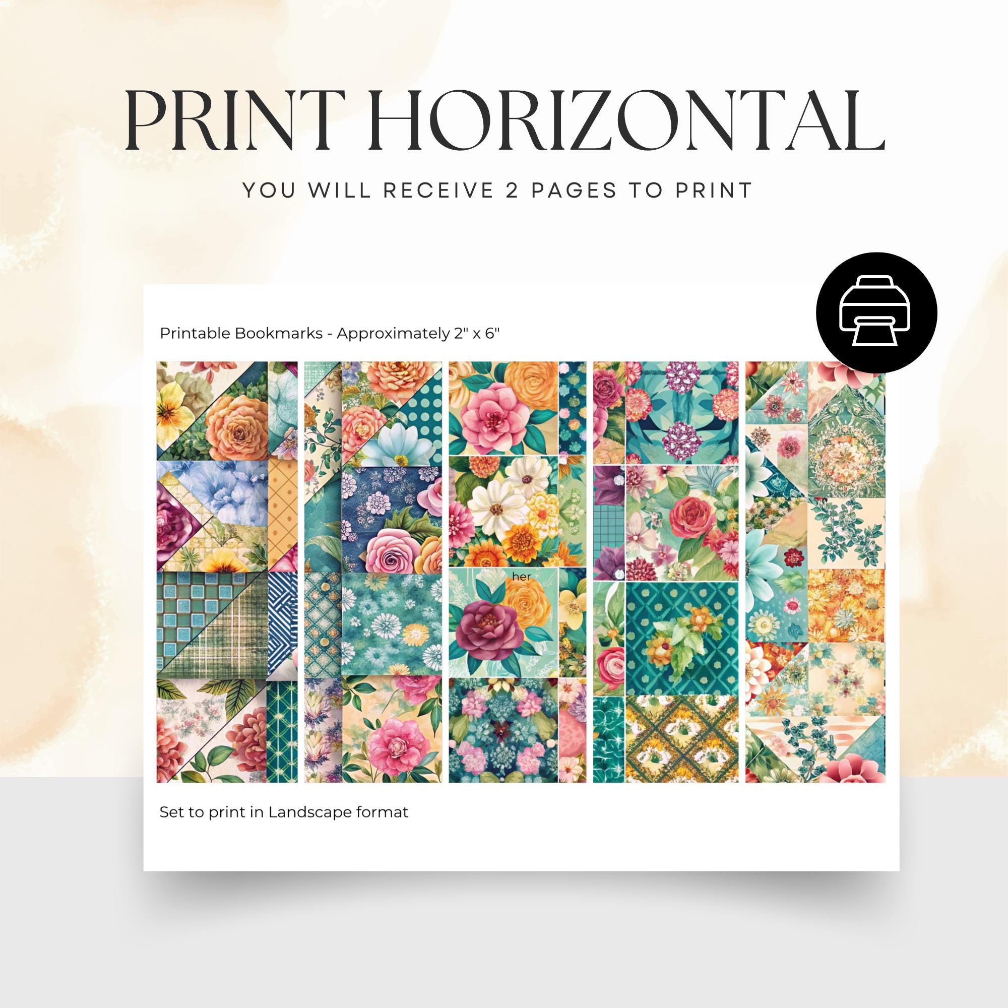 Printable Patchwork Bookmarks Set: Book Lover DIY Gift (PDF Download ...