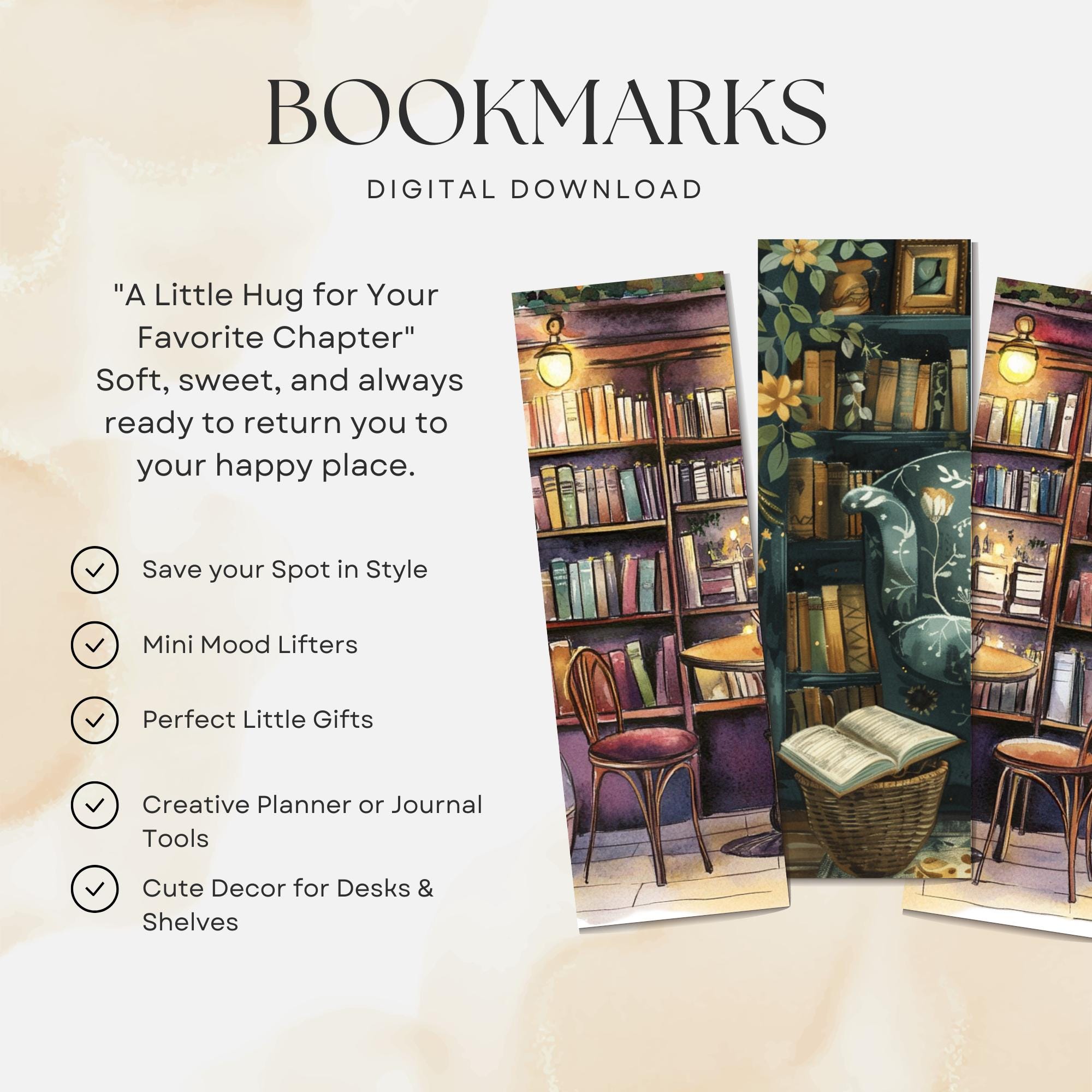 Cottagecore Reading Room, Printable Bookmarks for Book Lovers, DIY Gift ...