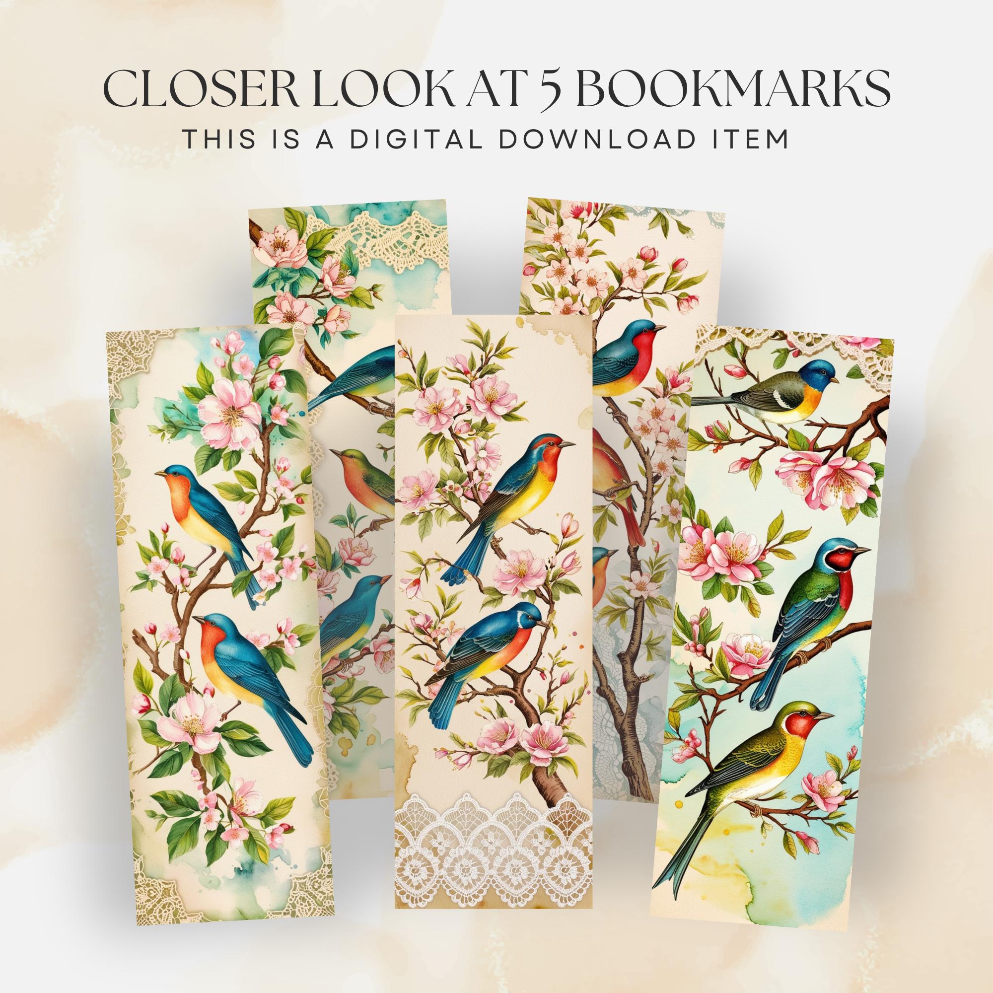 Vintage Birds Bookmarks: Printable DIY Gift, Book Lover (digital ...