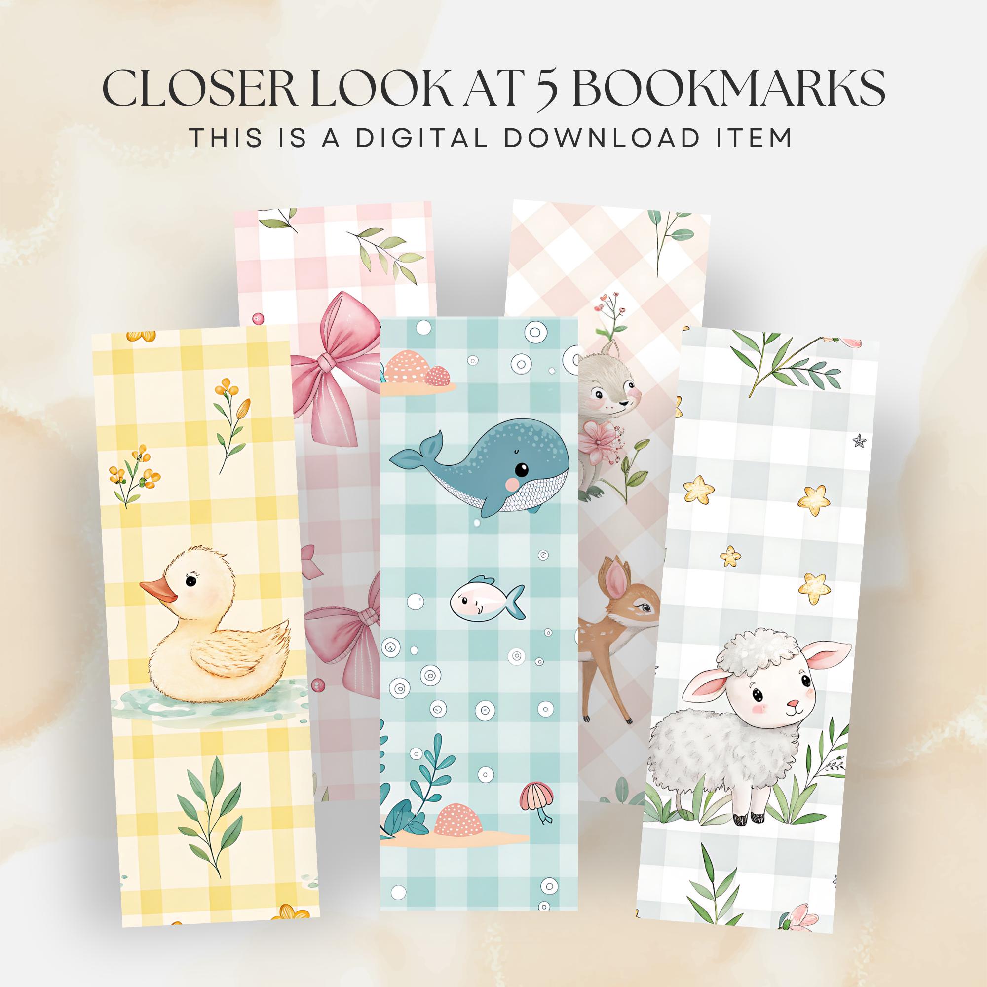 Gingham Baby Nursery, Set of 10 Bookmarks, Book Lover Gift (PDF and PNG ...
