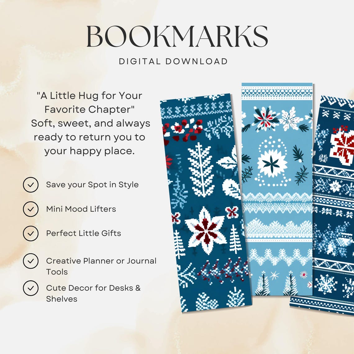 Ugly Christmas Sweater Printable Bookmarks: Book Lover Gift, DIY (PDF ...