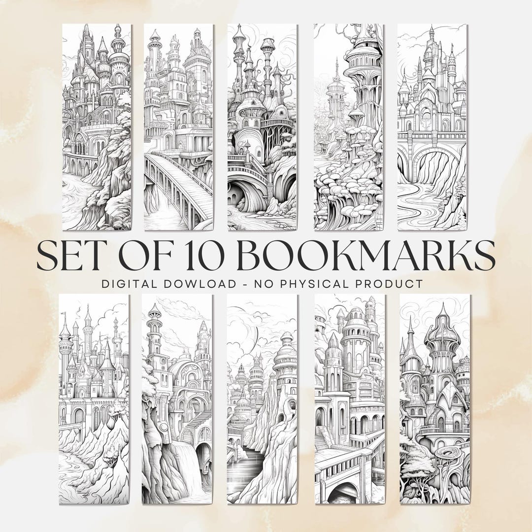 Mystical Fantasy World Coloring Bookmarks V2 (PDF and PNG Download) - Etsy