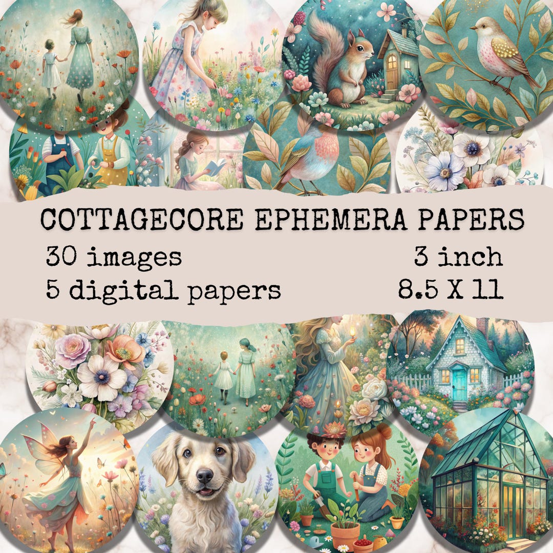 Cottagecore Ephemera Printable Junk Journal 3 Inch Circles, Ephemera ...