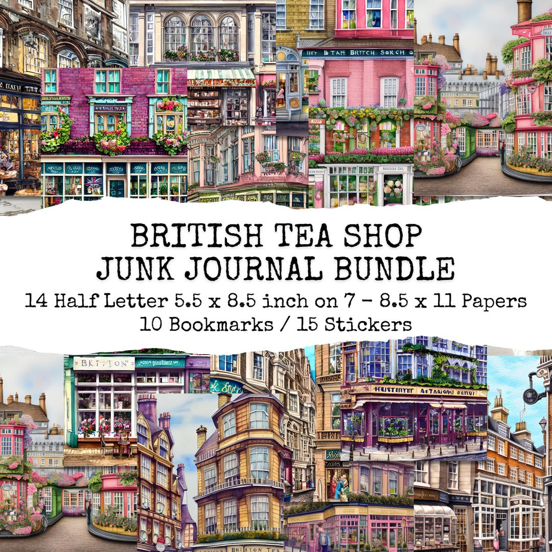 British Tea Shop, Junk Journal Bundle, Printable Pages, Bookmarks ...