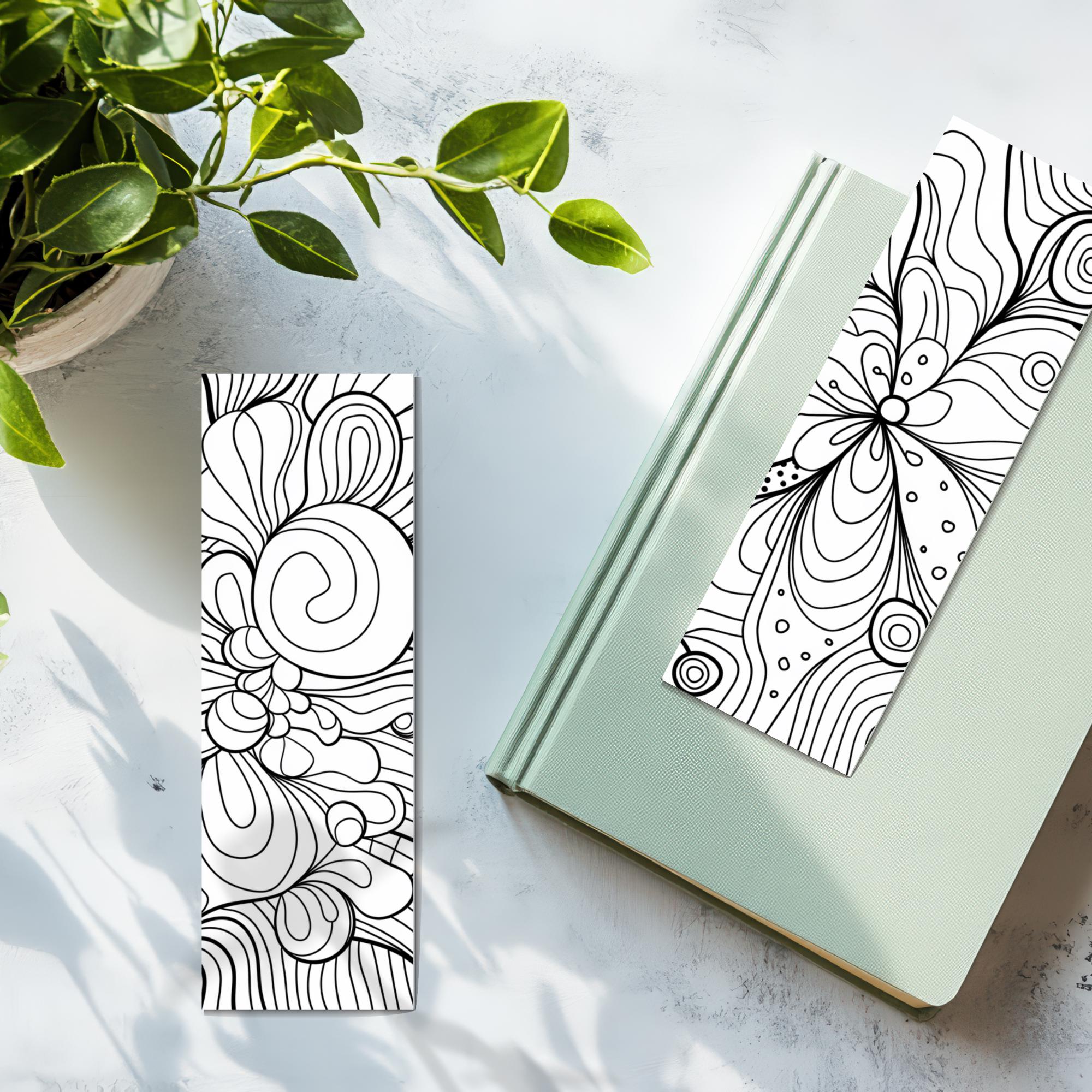 Doodle Printable Bookmark Designs Set of 10 DIY Coloring Bookmarks (PDF ...