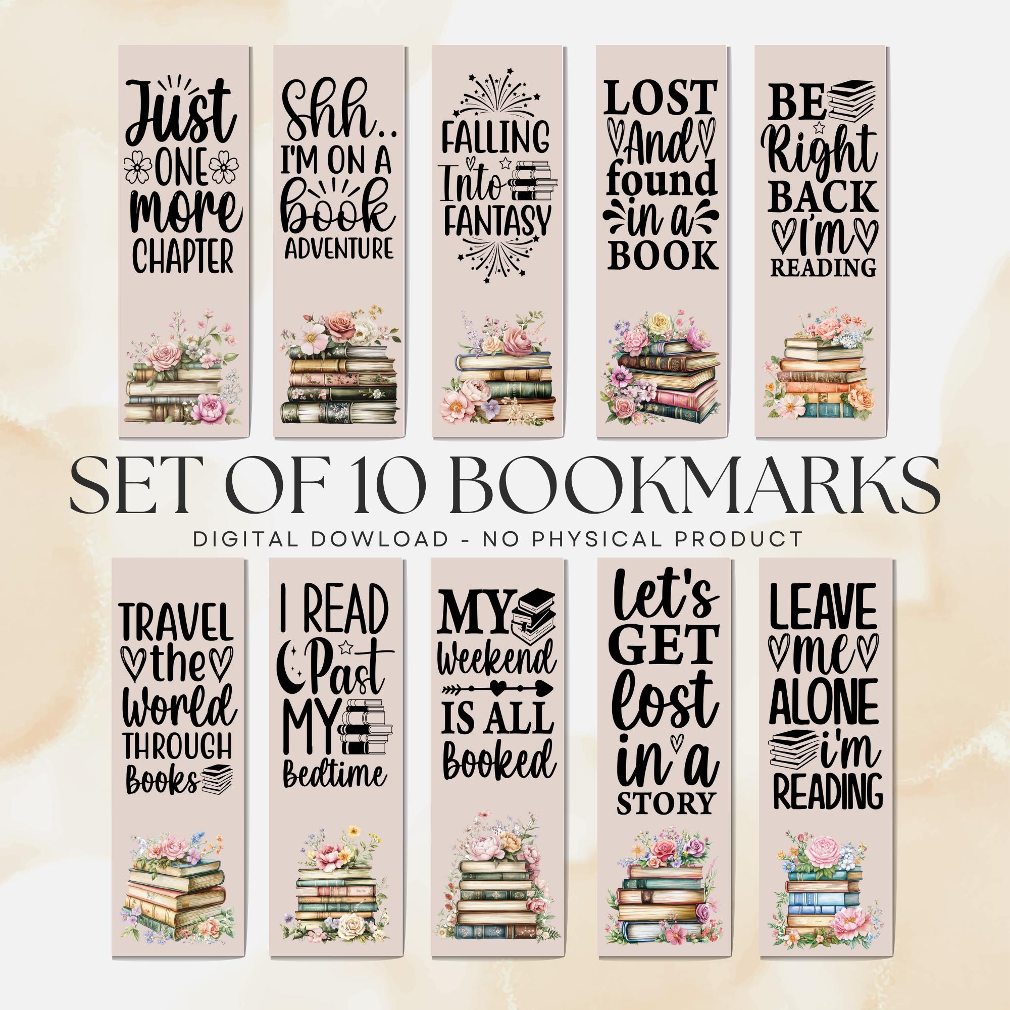 Floral Bookmarks: Stacked Books Design, DIY Gift (PDF and PNG Download ...