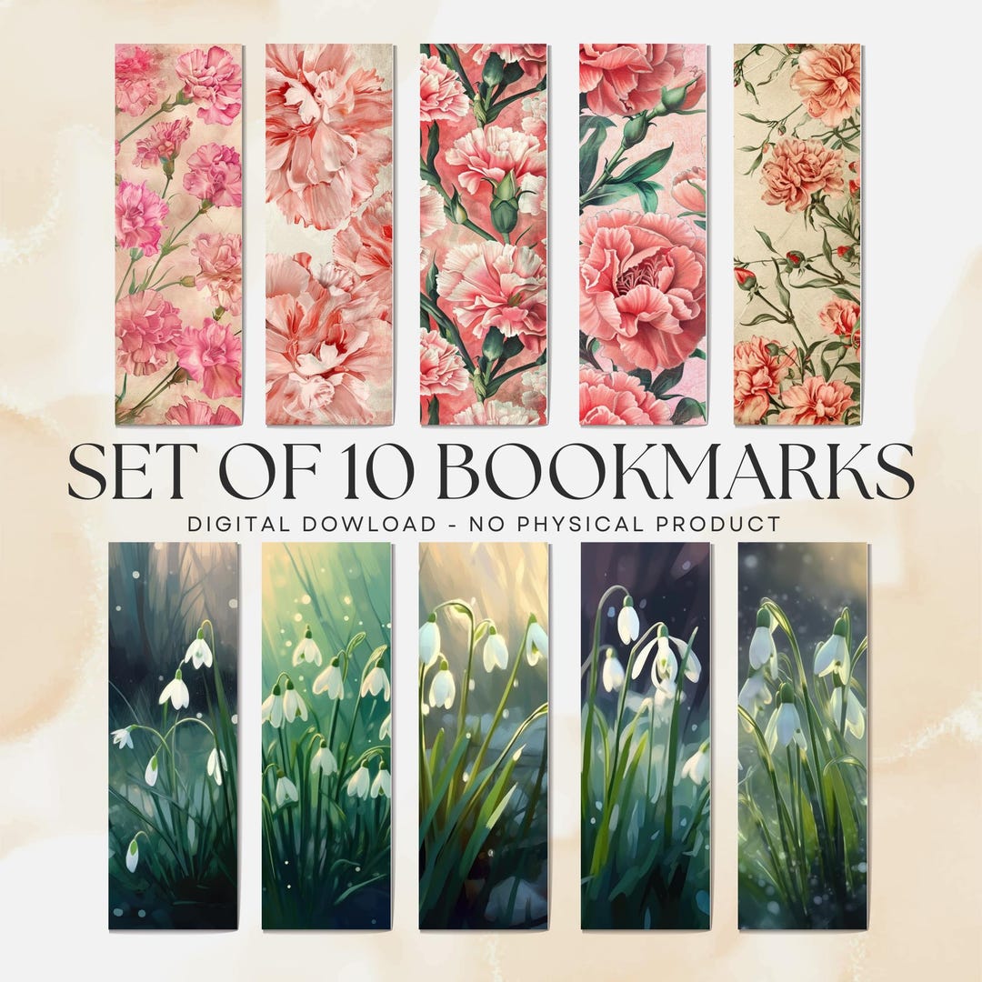 January Flowers of the Month - Carnation and Snowdrops, PDF Printable ...
