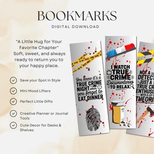 True Crime Bookmarks: Book Lover DIY Gift (digital Download, PNG and ...