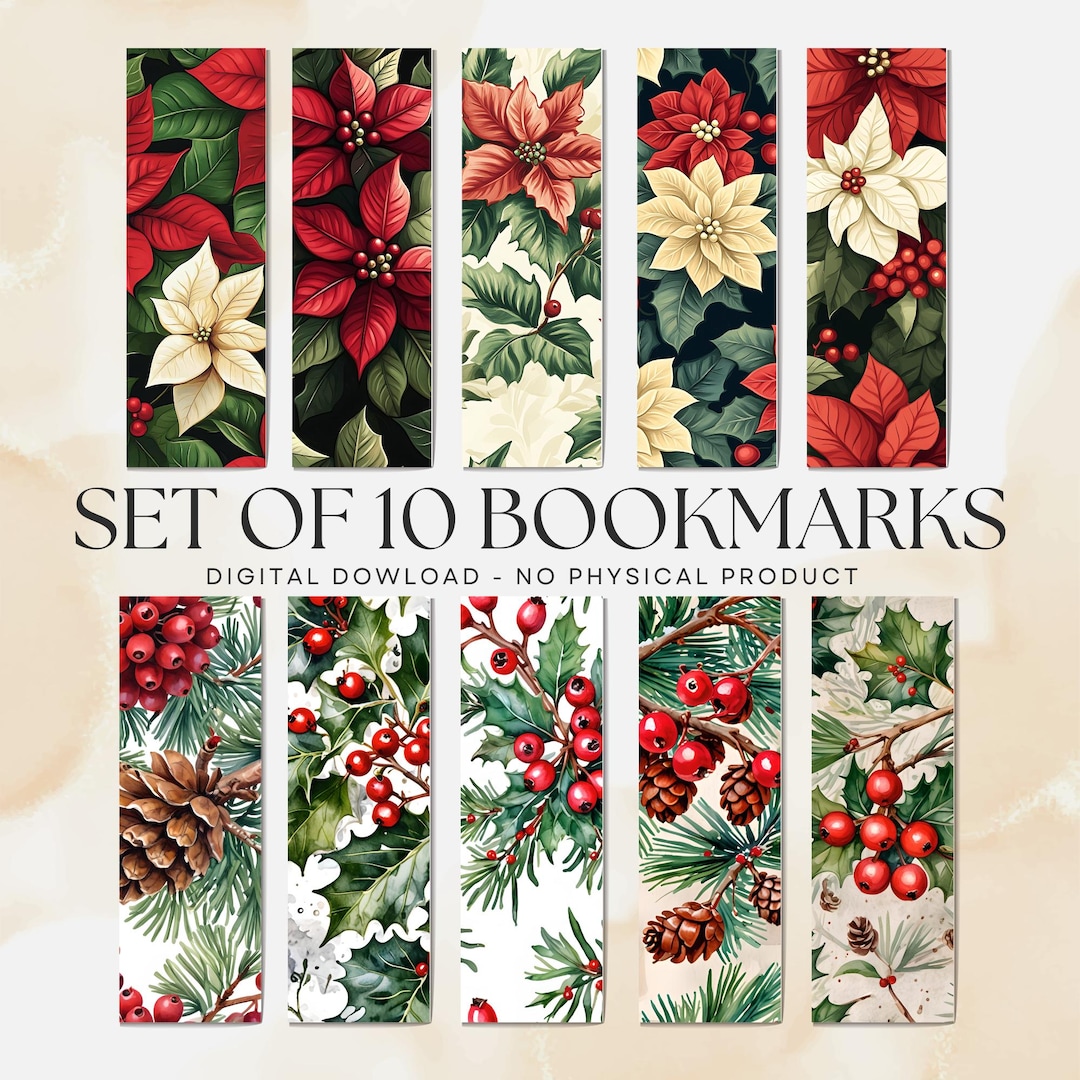 December Flowers of the Month - Poinsettias and Ivy, PDF and PNG ...