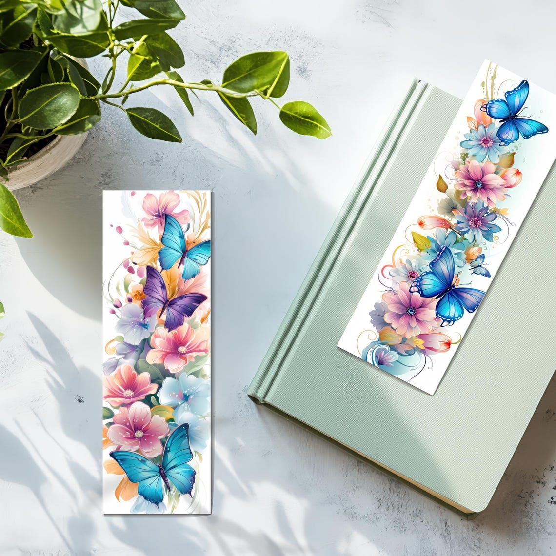 Butterfly Floral Bookmarks: Printable DIY Gift (digital Download, PDF ...