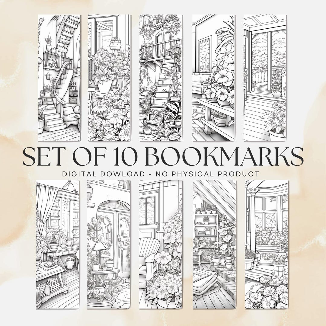 Cozy Home Coloring Bookmarks V3, (PDF and PNG Download) - Etsy