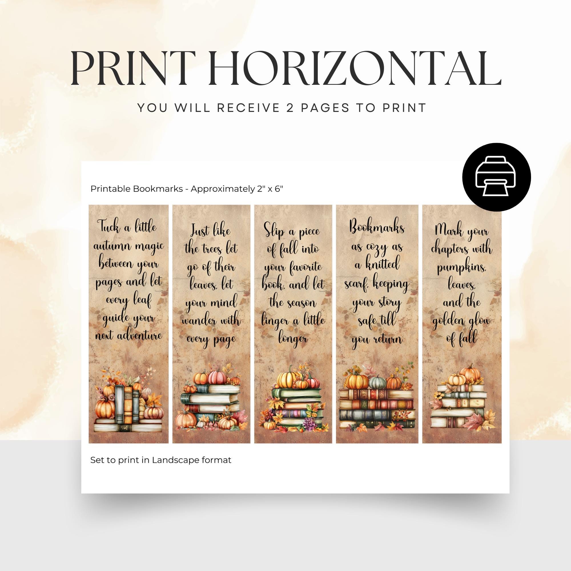 Autumn Stacked Books Bookmarks: Book Lover Gift, Print & Cut (digital ...
