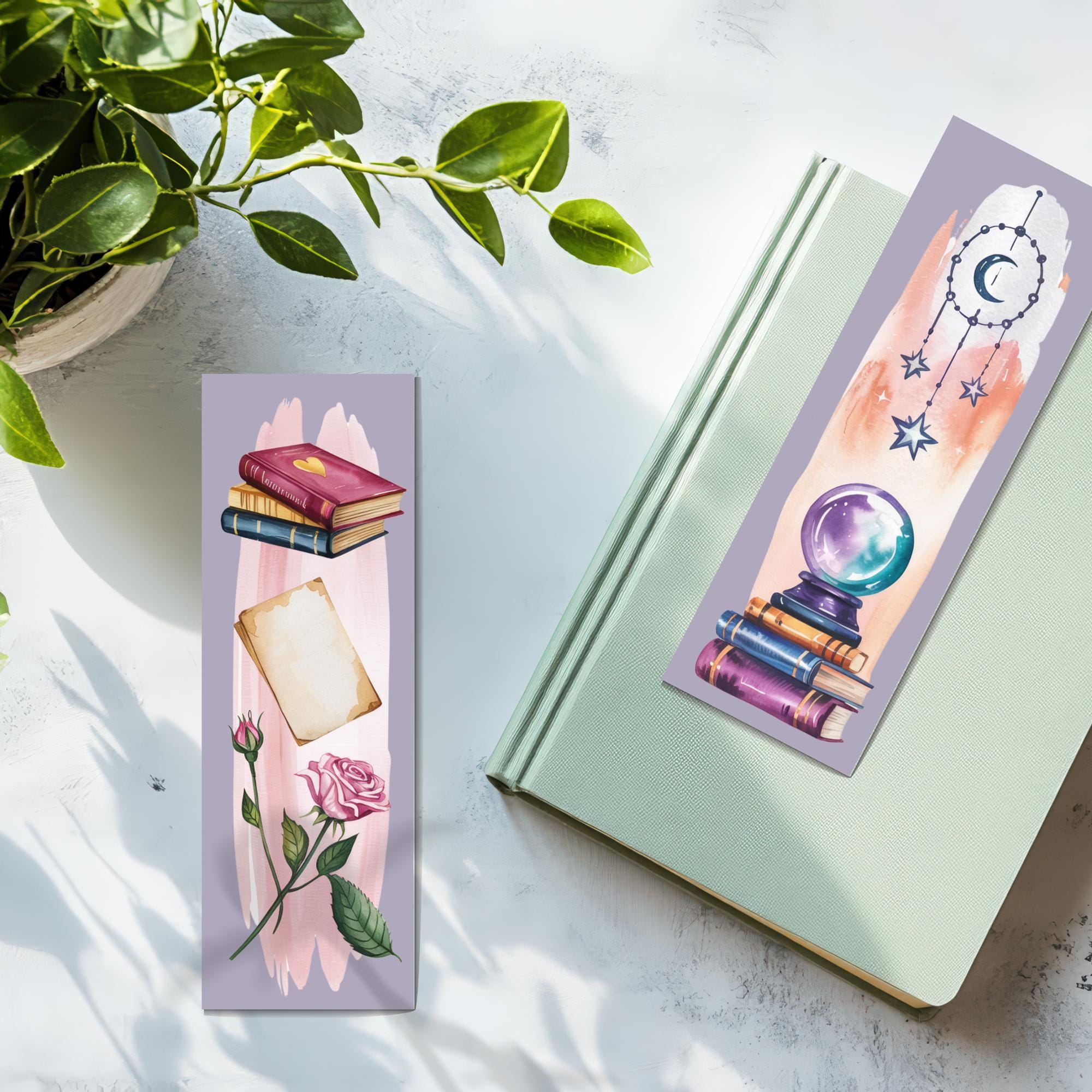 Purple Book Lover Brushstroke Bookmarks, DIY Gift (PDF and PNG Digital ...