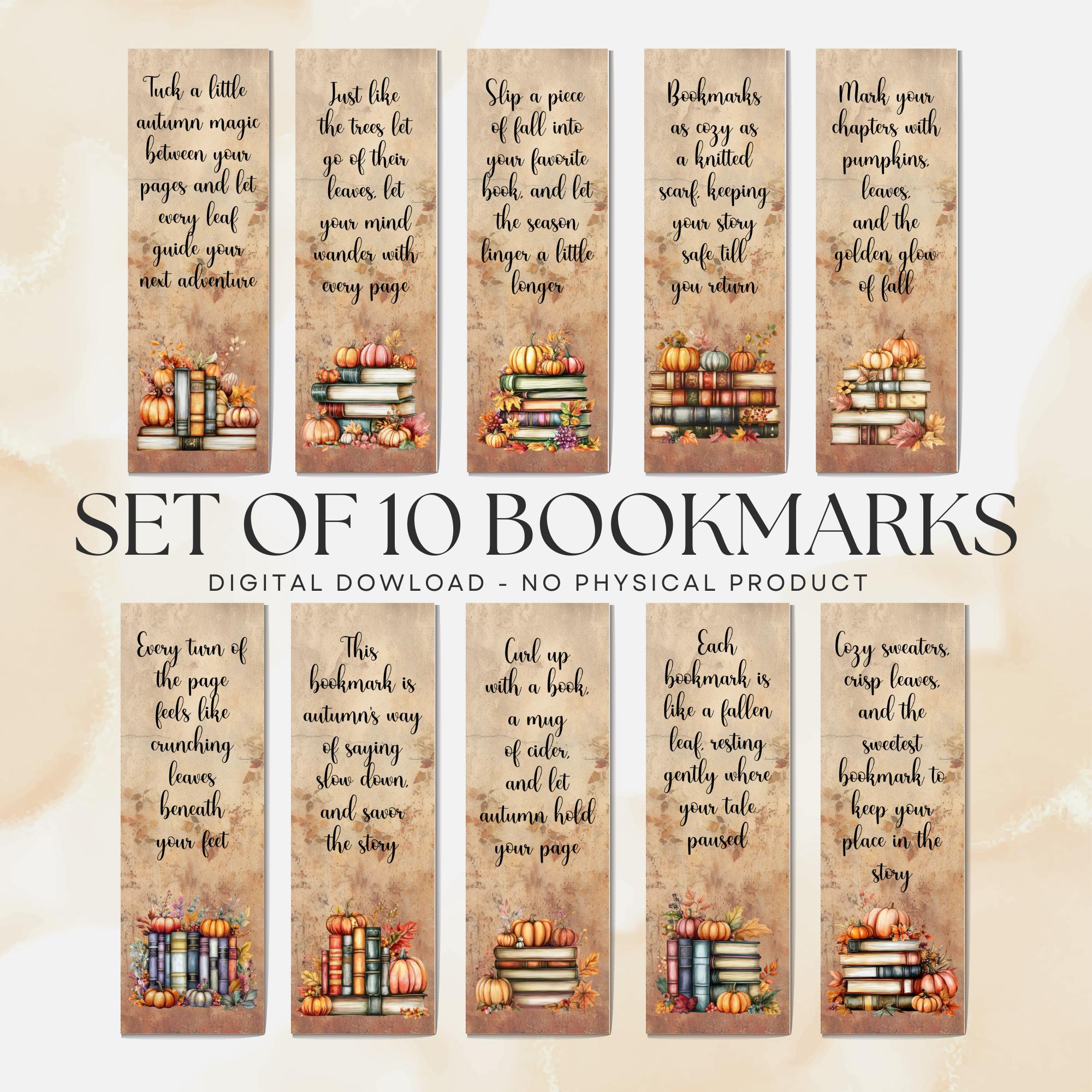 Autumn Stacked Books Bookmarks: Book Lover Gift, Print & Cut (digital ...