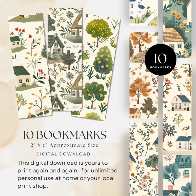 Country Cottagecore Bookmarks, Book Lover Gift (PDF and PNG Download ...