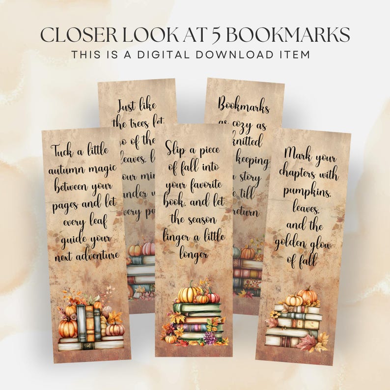 Autumn Stacked Books Bookmarks: Book Lover Gift, Print & Cut (digital ...