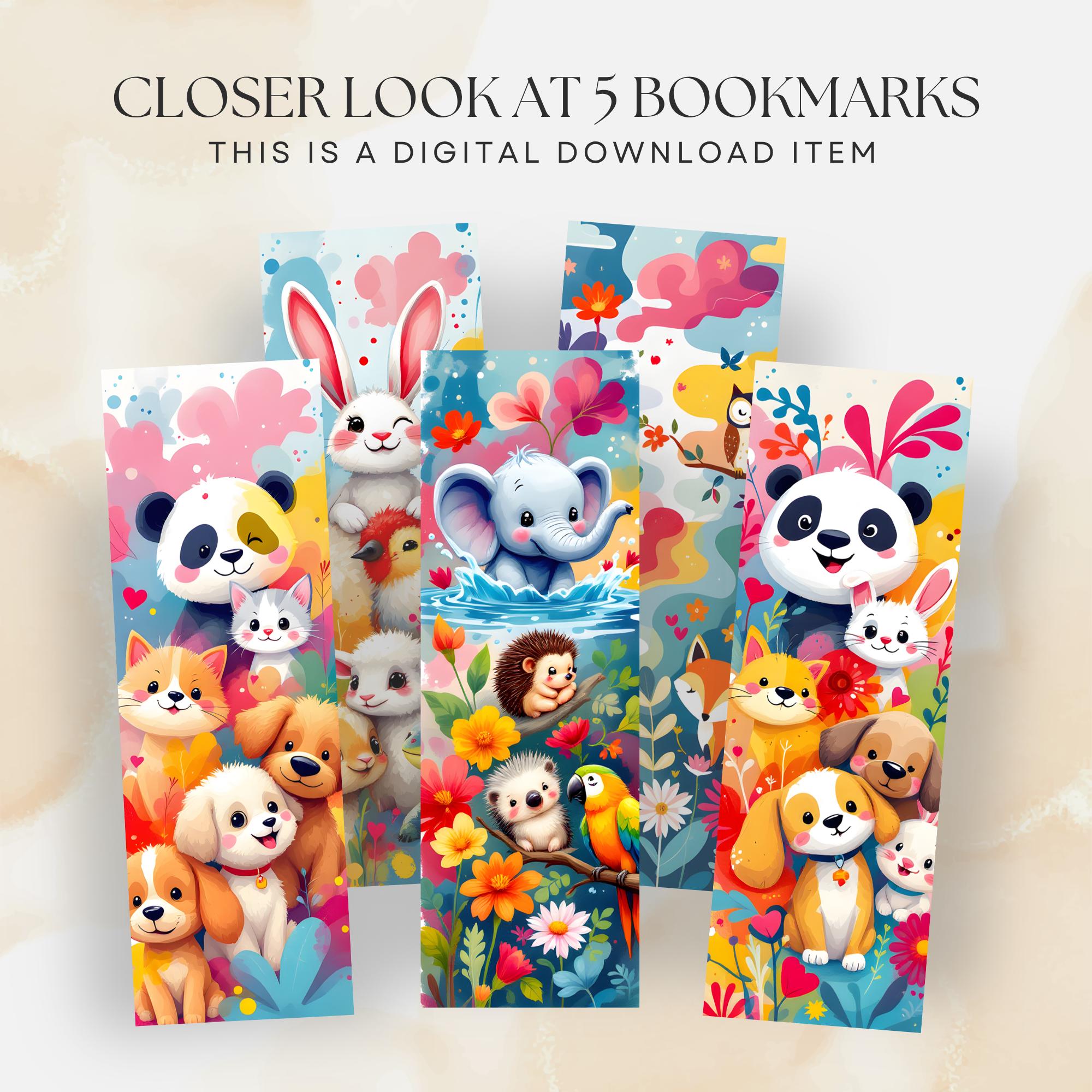 Nursery Animal Bookmarks: Printable Book Lover Gift (PDF and PNG ...