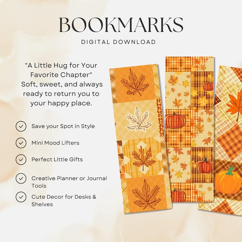 Autumn Quilt Bookmarks Printable Fall Reading Accessory (PDF Download ...