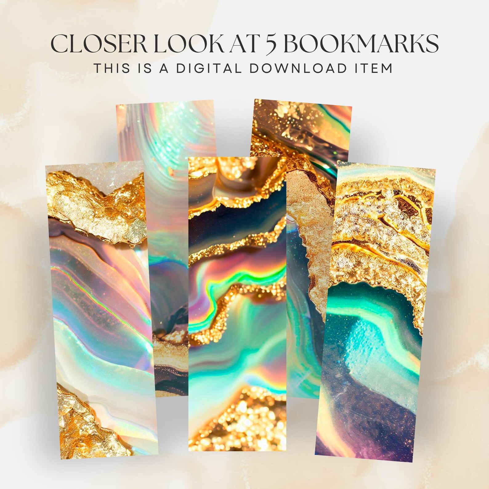 Geode Bookmarks: Printable Book Lover Gift (PDF and PNG Download, 10 ...