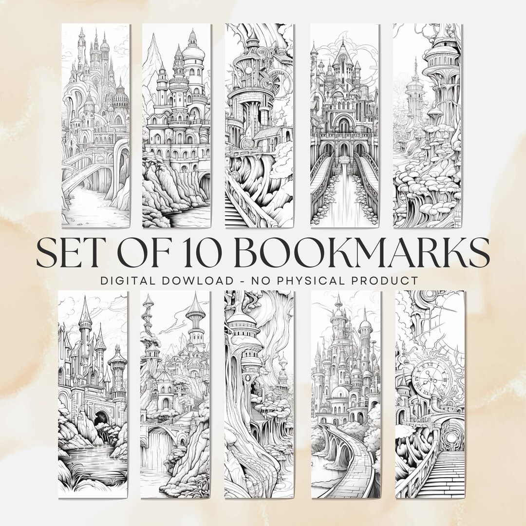 Mystical Fantasy World Coloring Bookmarks V1 (PDF and PNG Download) - Etsy