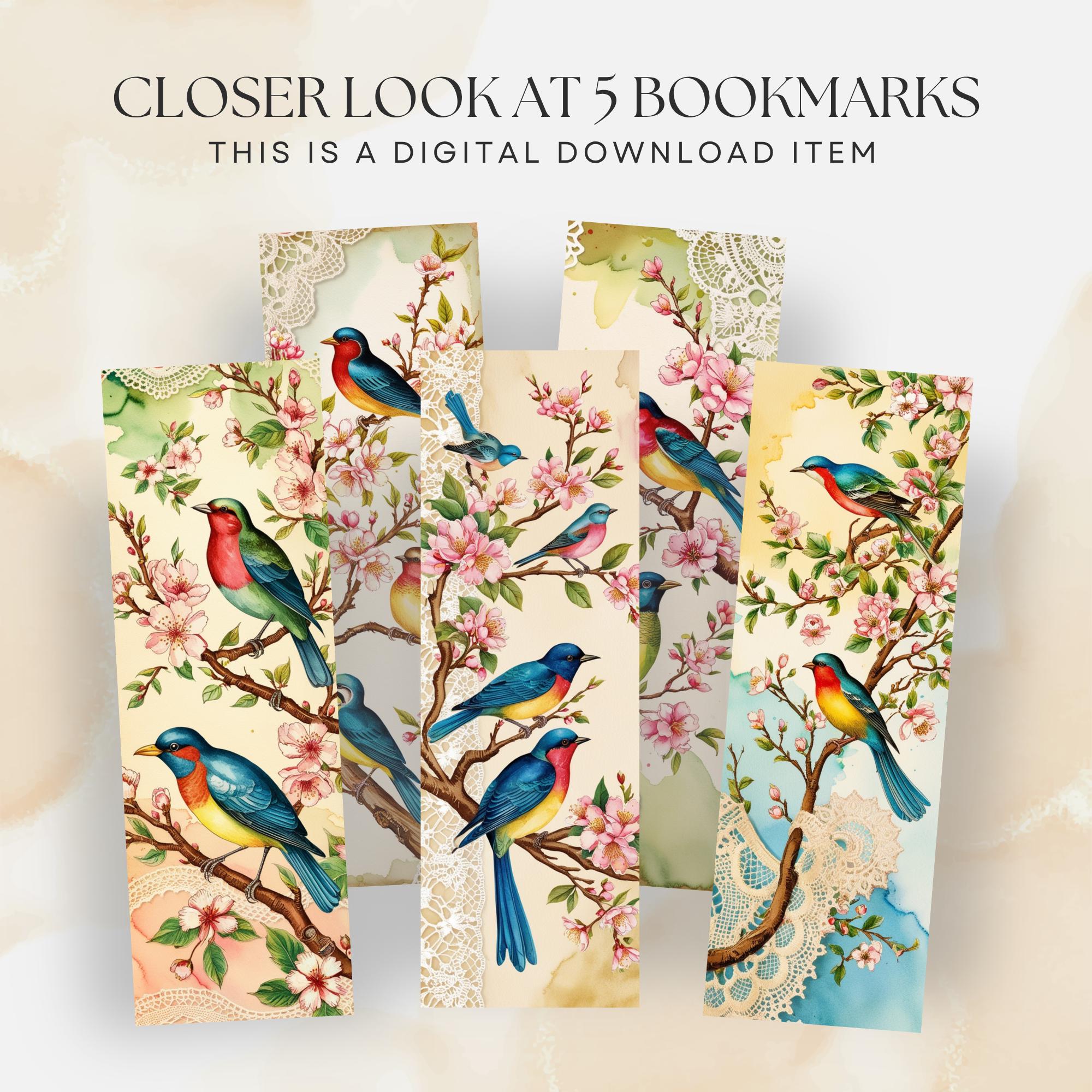 Vintage Birds Bookmarks: Printable DIY Gift, Book Lover (digital ...