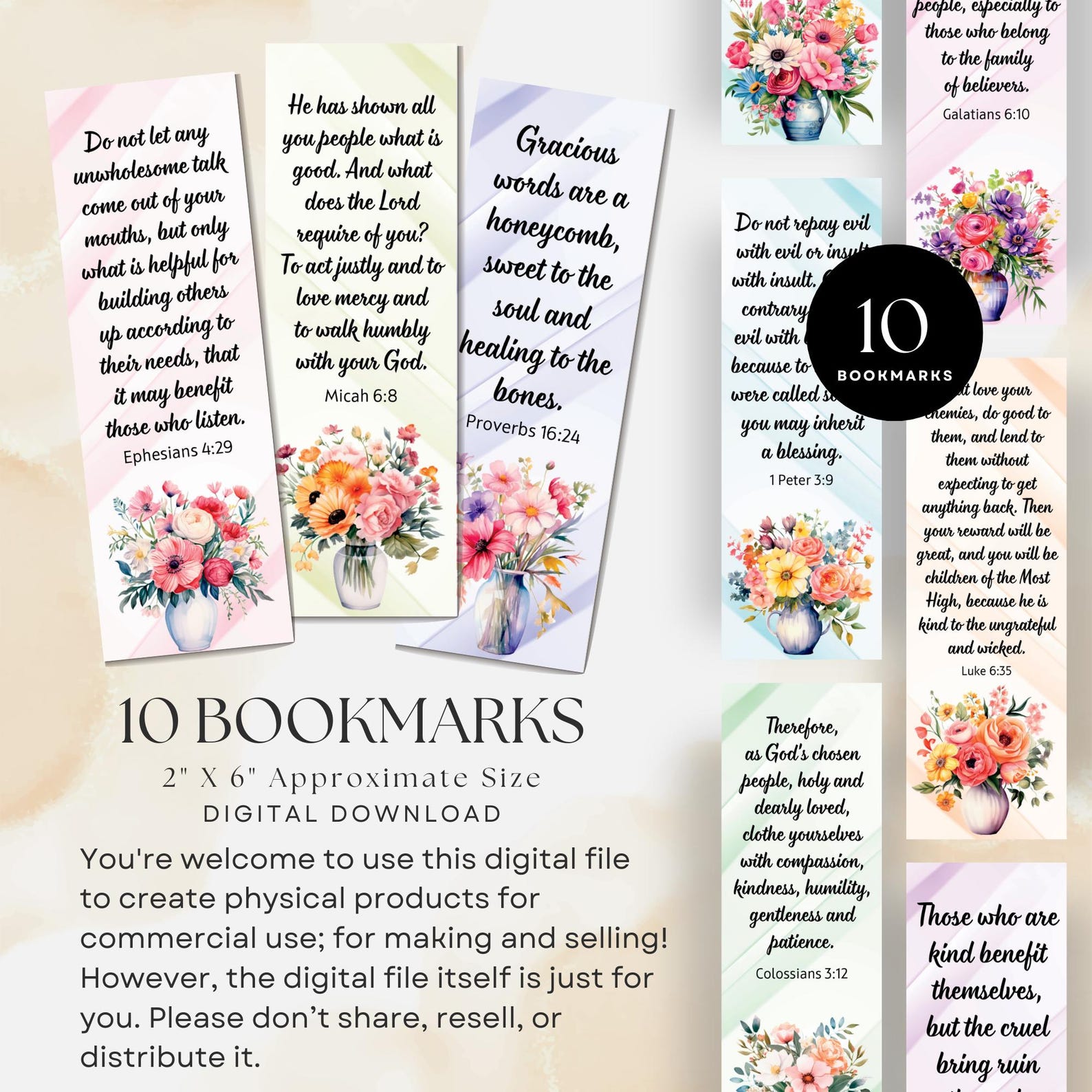 Kindness Verse Bookmarks: Printable DIY Gift (digital Download, PDF and ...
