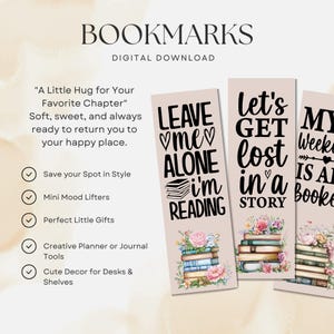 Floral Bookmarks: Stacked Books Design, DIY Gift (PDF and PNG Download ...