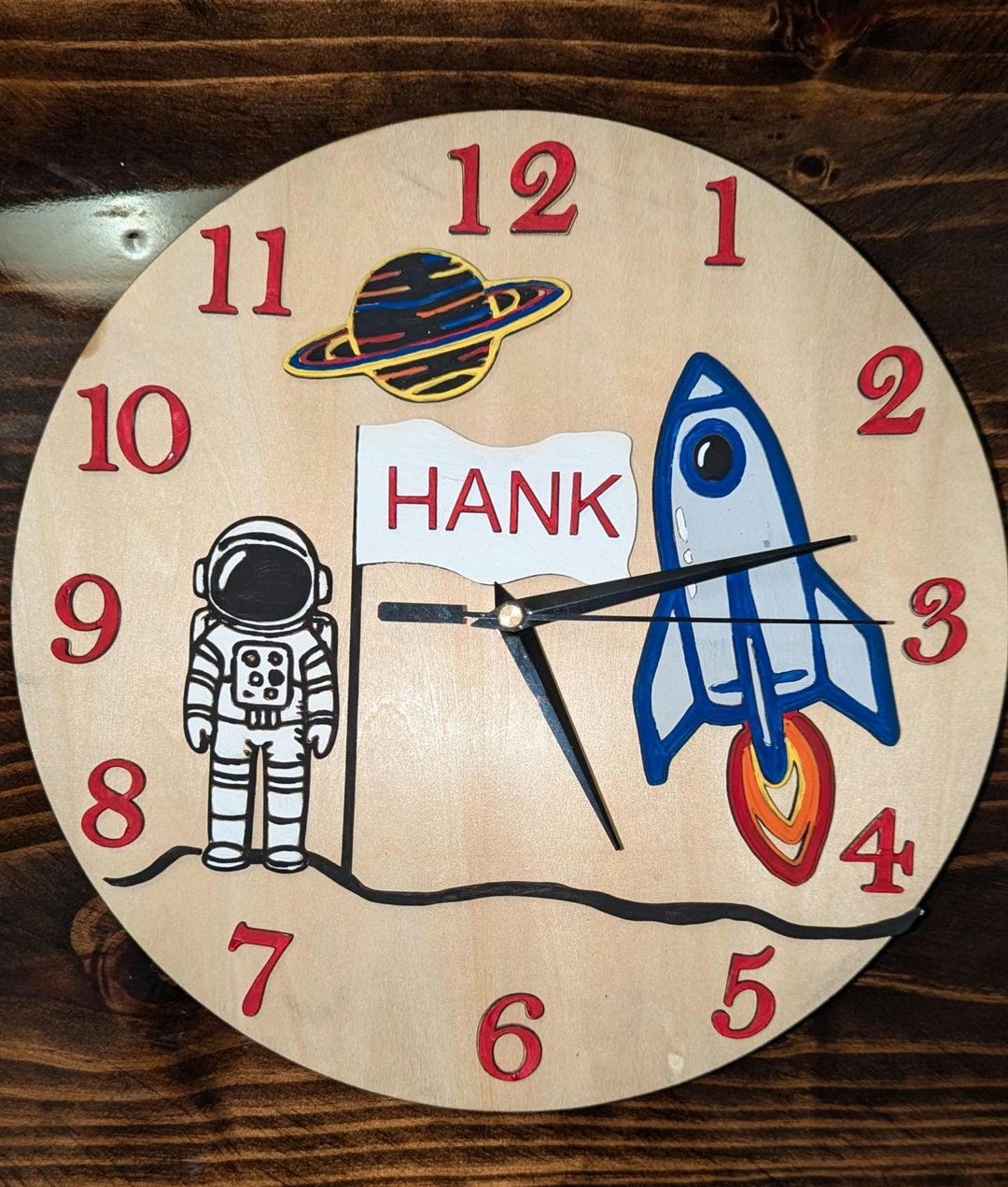Outer Space Kid's Wall Clock, Astronaut Clock, Kids Room Personalized ...