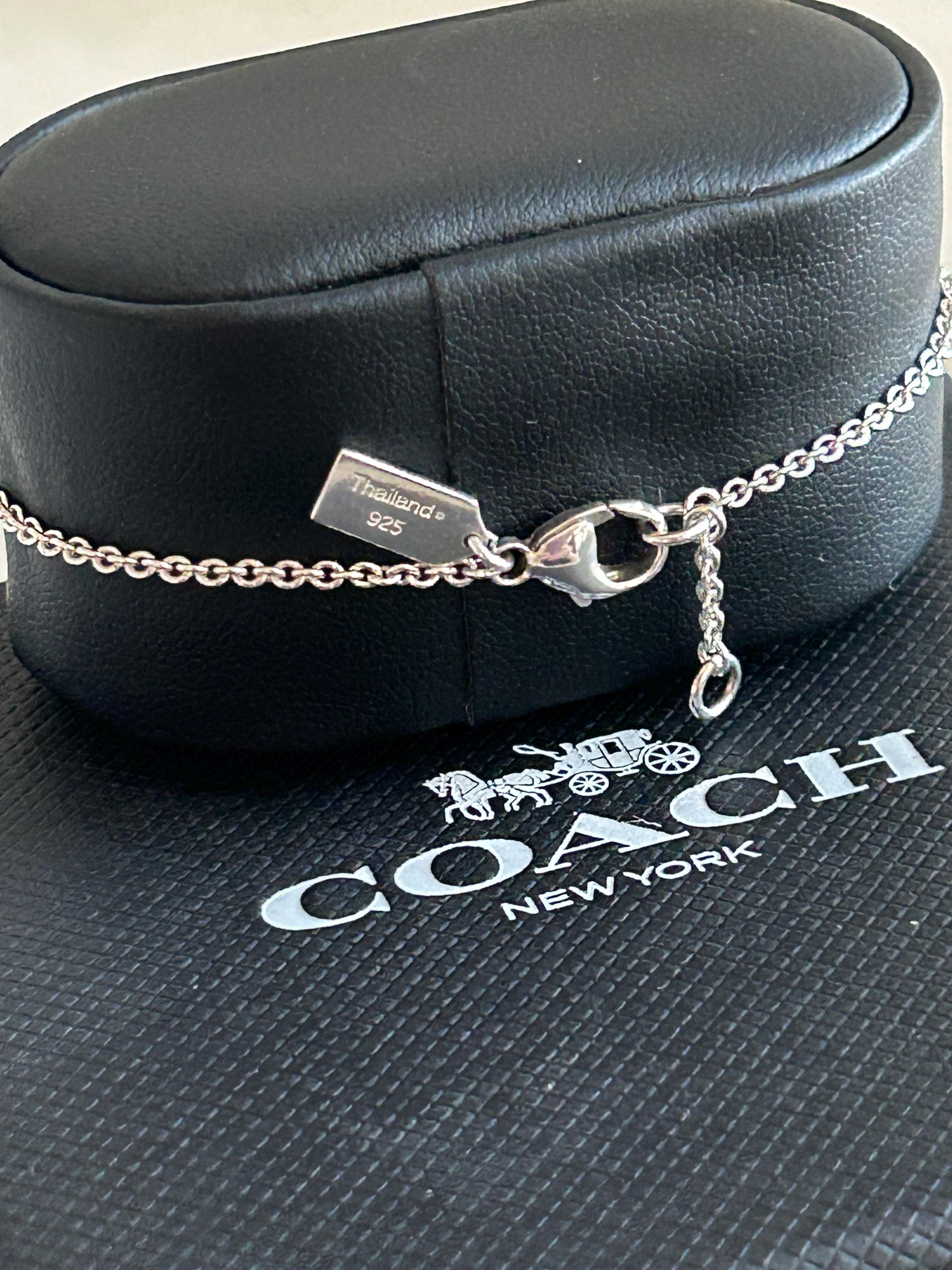 Coach Sterling Silver & Crystal Heart Bracelet 7” Long - Etsy