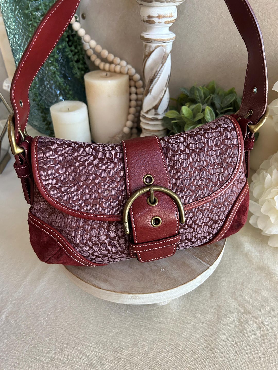 Coach Red Signature Jacquard Soho Buckle Hobo Shoulder Bag 6818 - Etsy