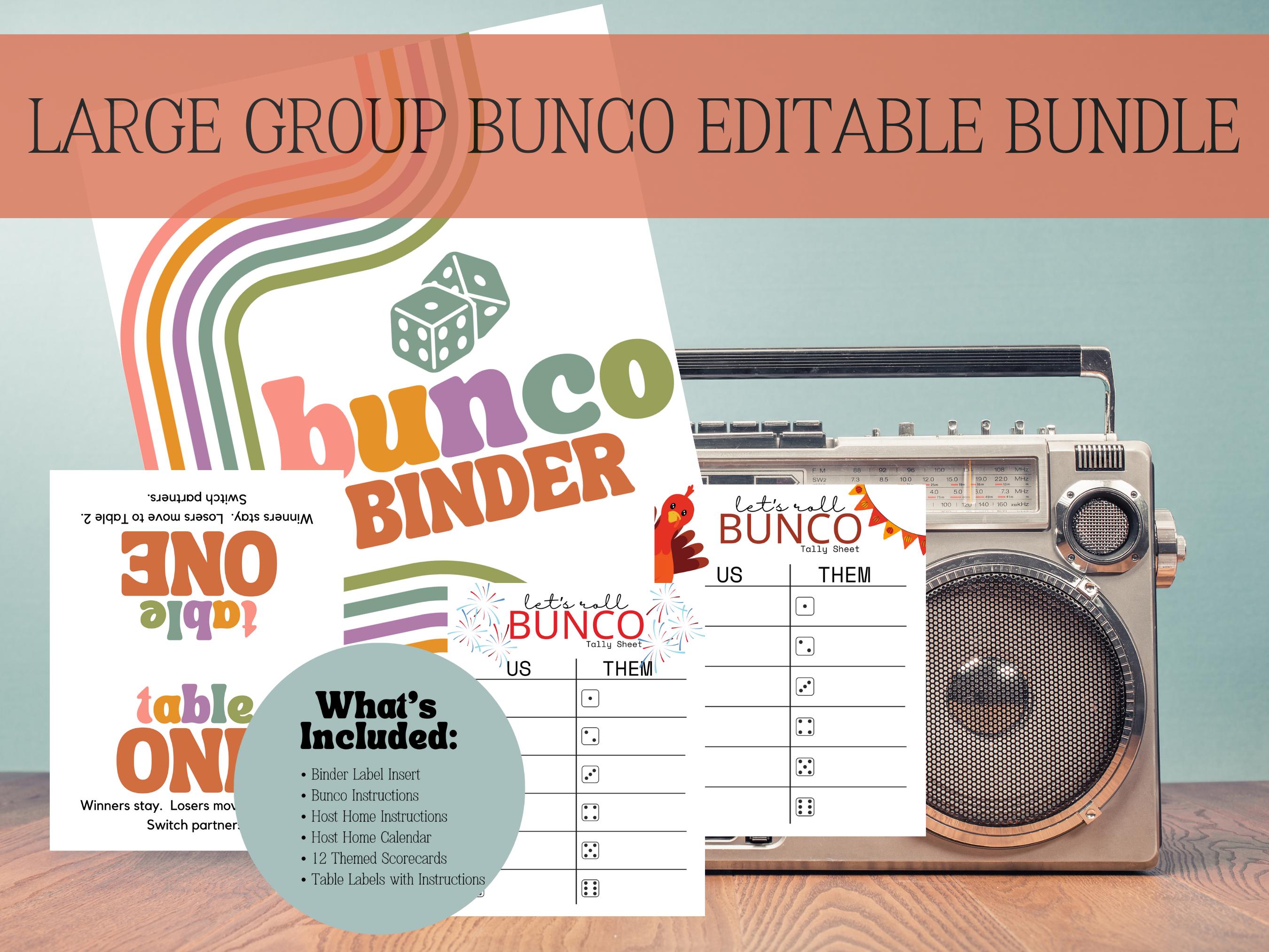 Customizable Bunco Printables Large Group Bunco Bunco Binder Inserts ...