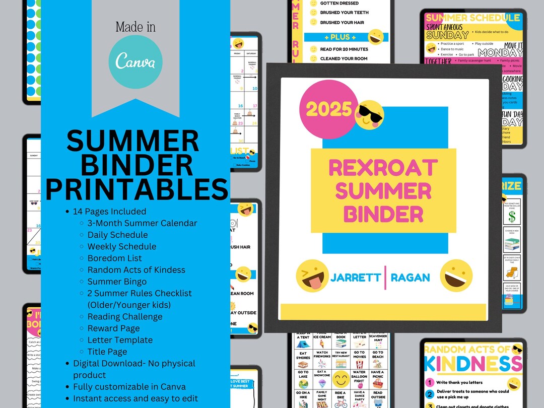 Summer Binder for Kids; Printable Routine & Activity Planner; 14-page ...