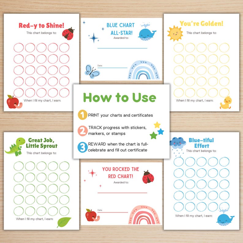 Rainbow Rewards Chart Bundle for Toddlers | Printable Sticker Charts ...