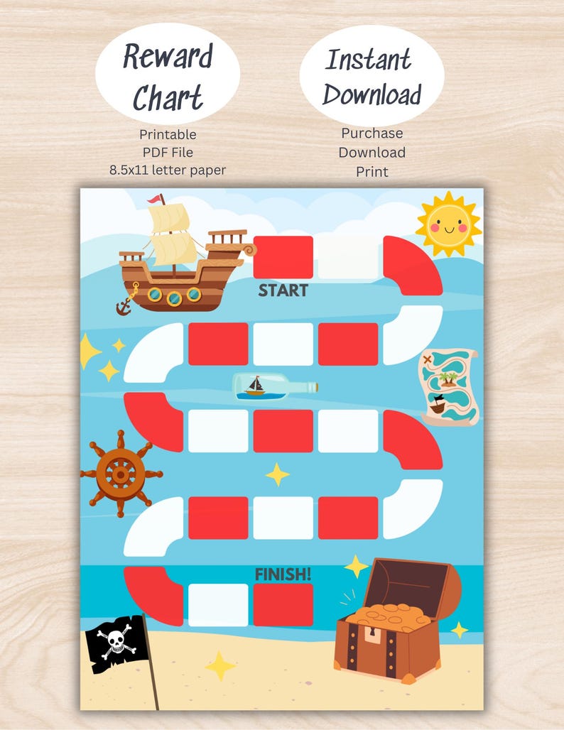 Pirate Reward Chart Routine Chart Potty Training Chart Printable Kid ...