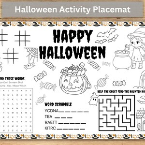Halloween Coloring Placemat: Printable Party Activity (PDF) - Etsy