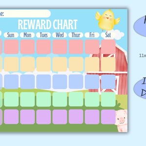 Farm Reward Chart Routine Chart Potty Training Chart Printable Kid ...